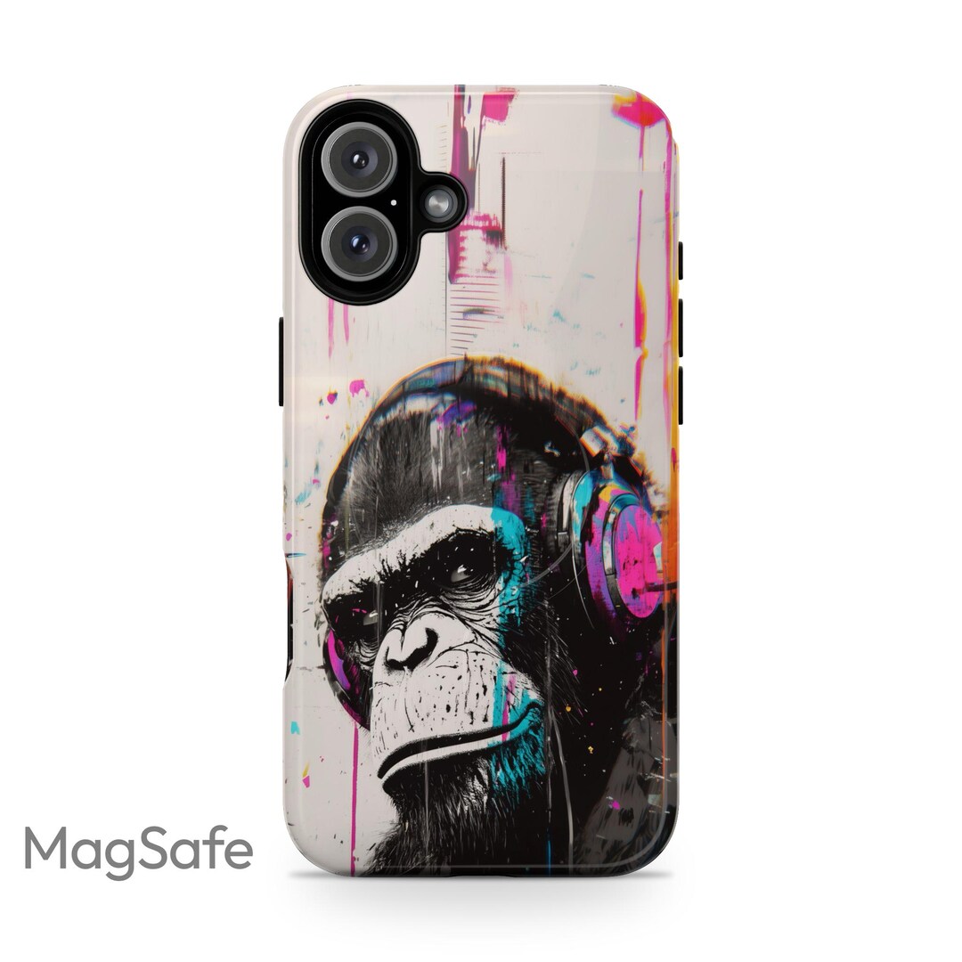 Headphone Monkey Magsafe Phone Case, Premium Tough iPhone 16 Pro Max ...