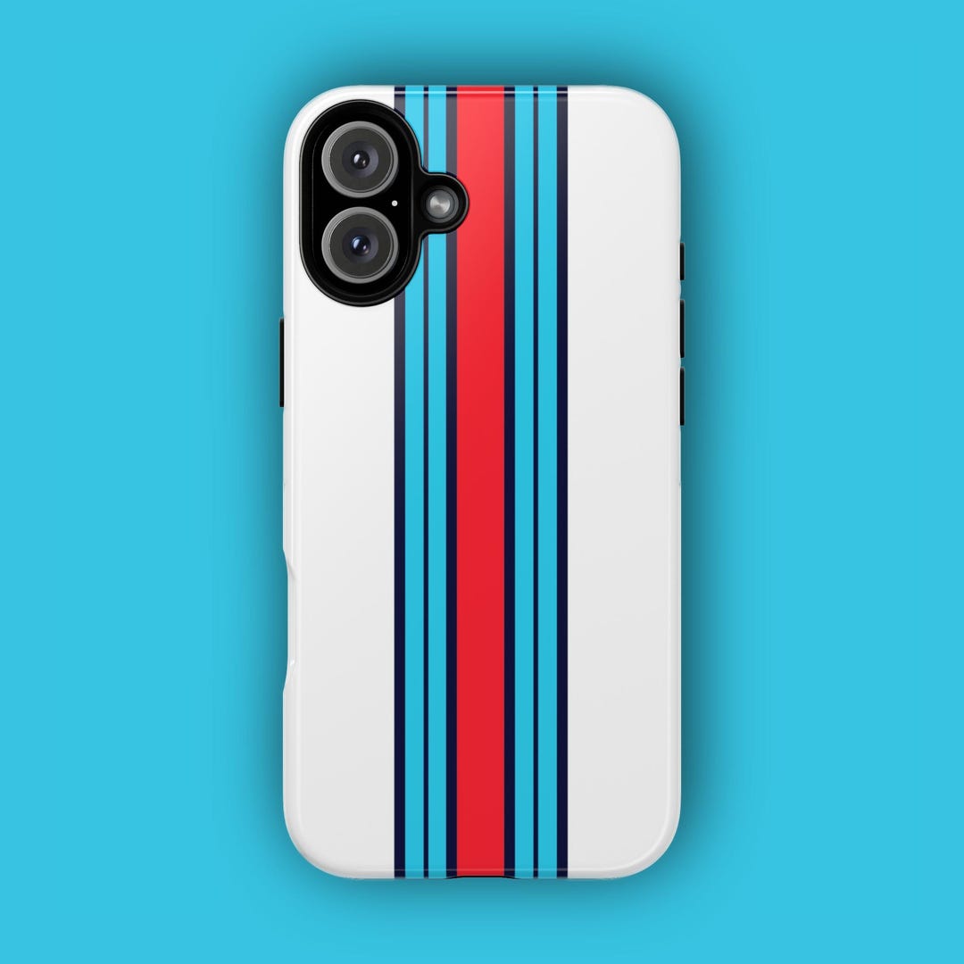 Martini Racing Phone Case, Retro Motorsport Stripe Design, iPhone ...
