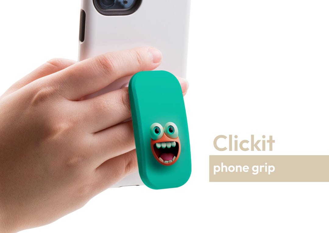 Green Smiley Clickit Foldable Phone Grip With Stand, Popsocket ...