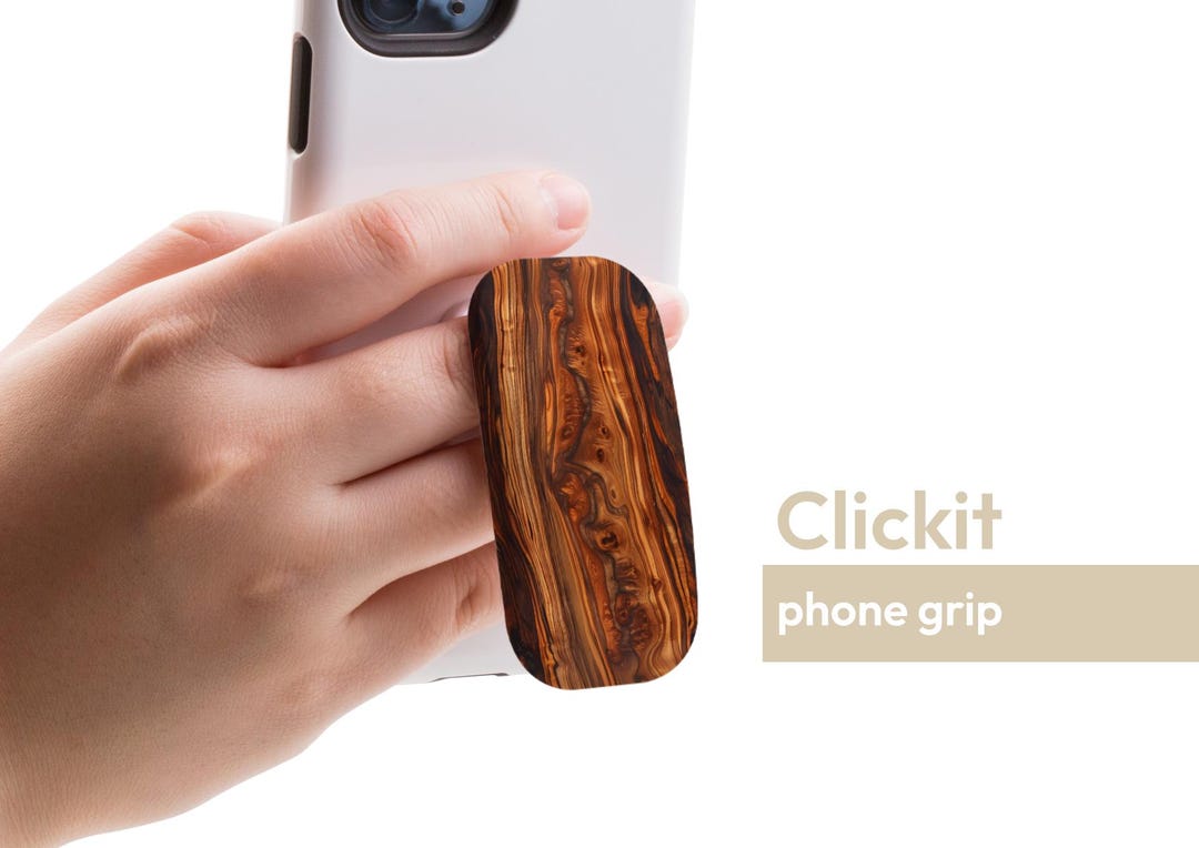 Wood Effect Clickit Foldable Phone Grip With Stand, Adjustable Mobile ...
