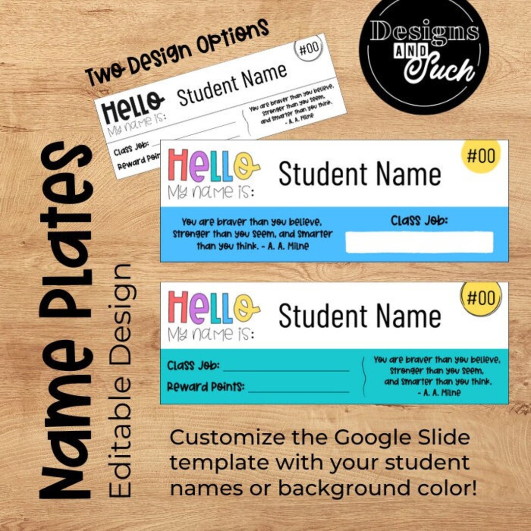 EDITABLE Colorful Name Plates for Desks Google Slides Printable ...