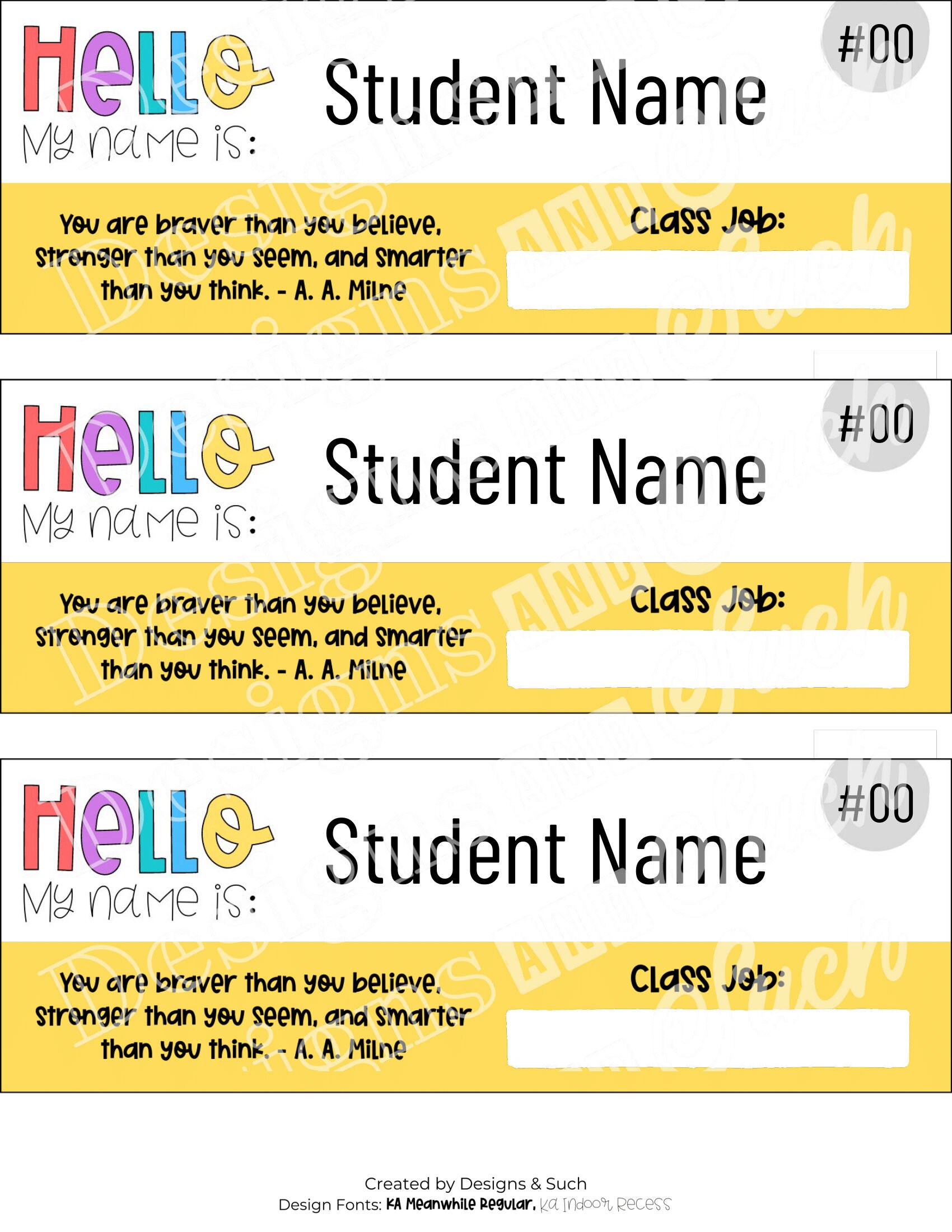 EDITABLE Colorful Name Plates for Desks Google Slides Printable ...