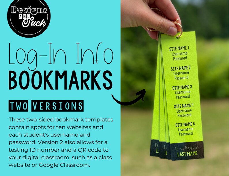 Log-in Info Bookmarks for Students editable Powerpoint Template ...
