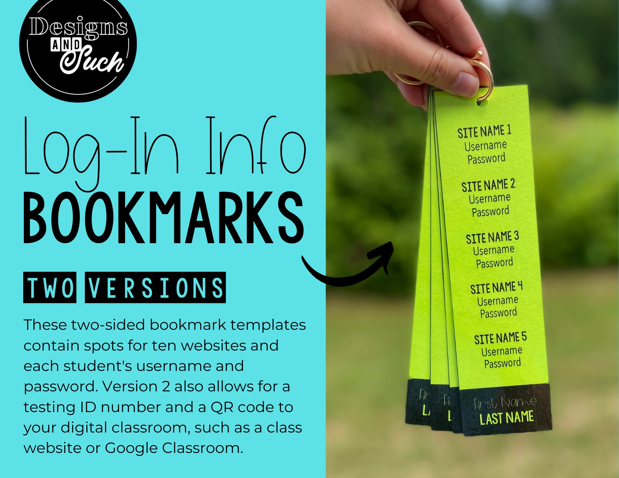 Log-in Info Bookmarks for Students editable Powerpoint Template ...