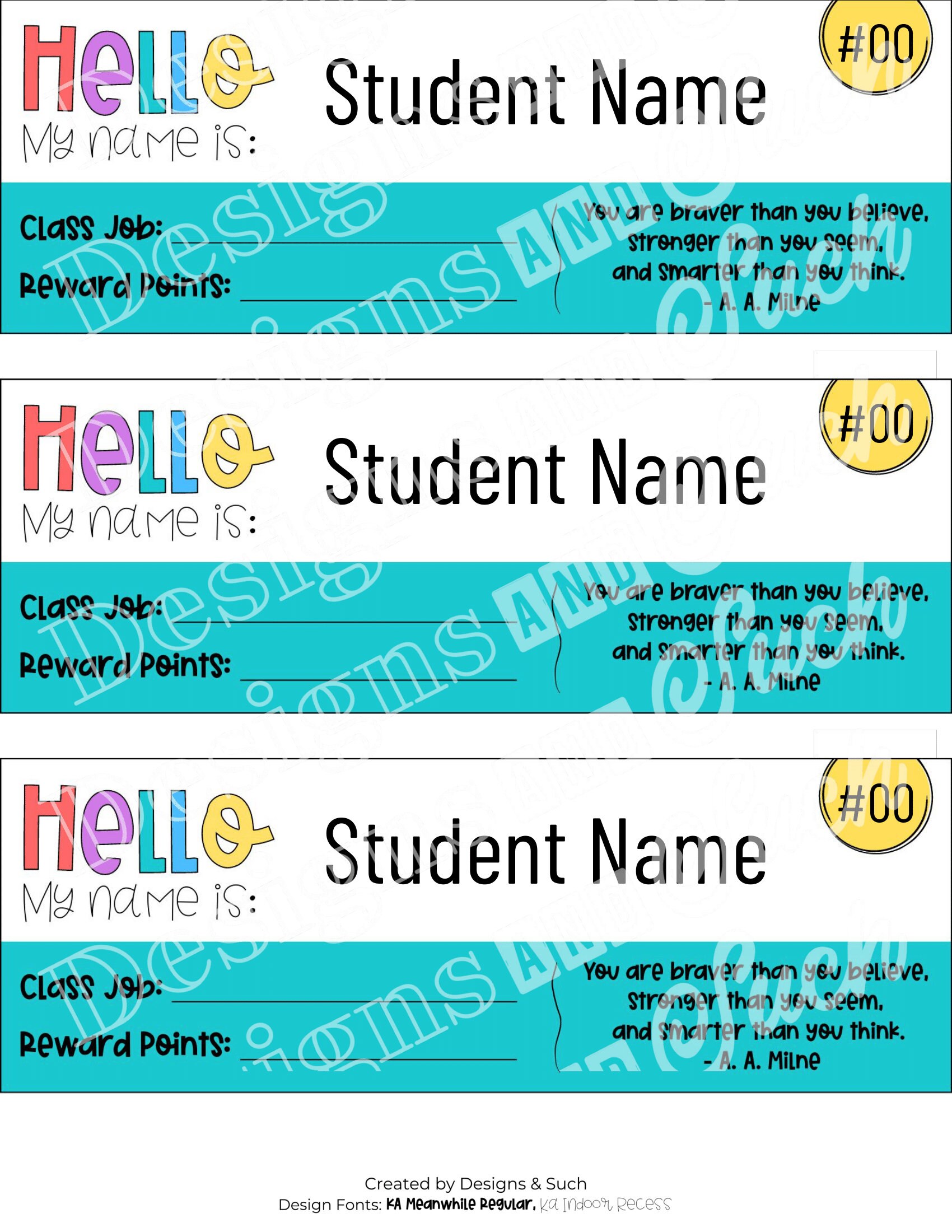 EDITABLE Colorful Name Plates for Desks Google Slides Printable ...