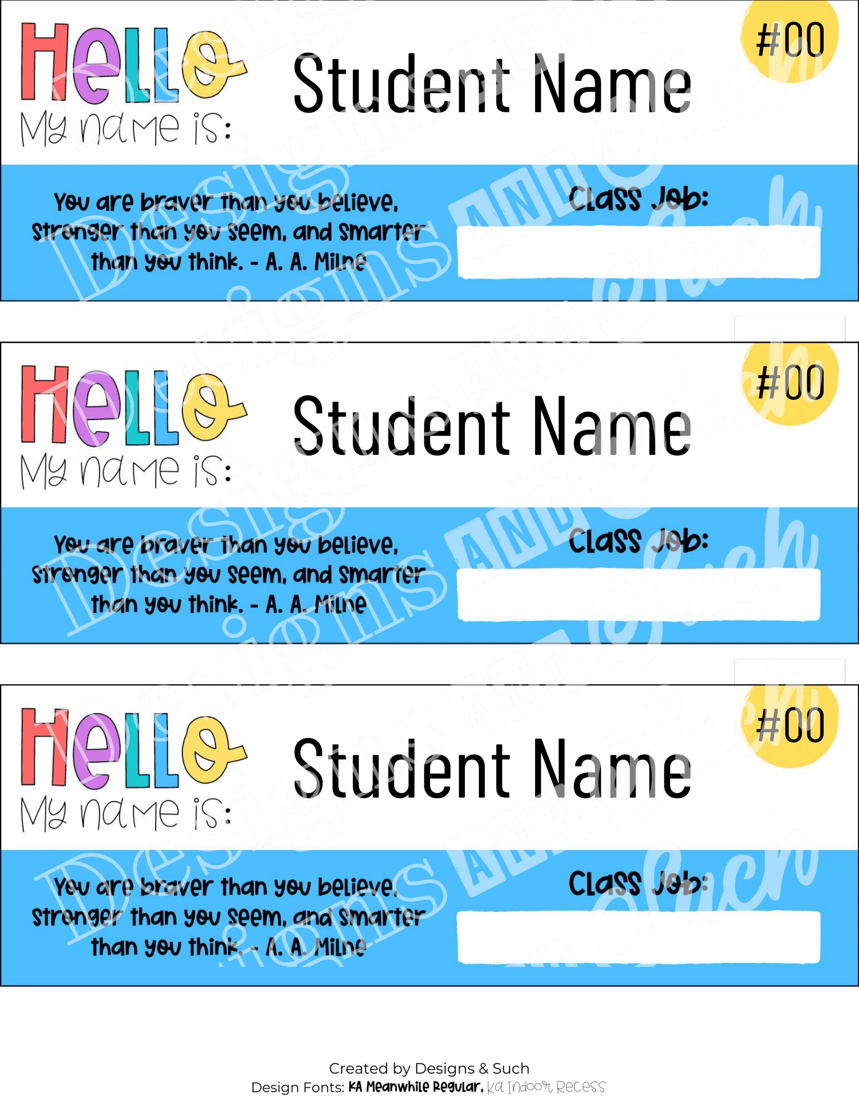 EDITABLE Colorful Name Plates for Desks Google Slides Printable ...