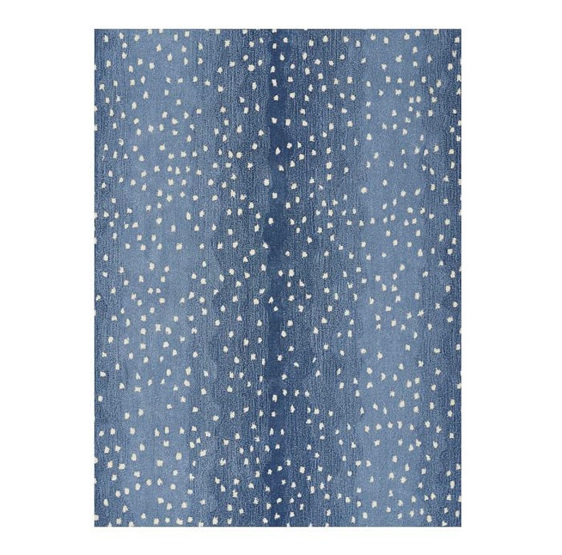 Hand Tufted Antelope Print Rug Deer Skin Blue Handmade Woolen Tuft ...