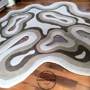 Irregular Amoeba Shape Hand Tufted Rug Modern Woolen Handmade Aesthetic ...