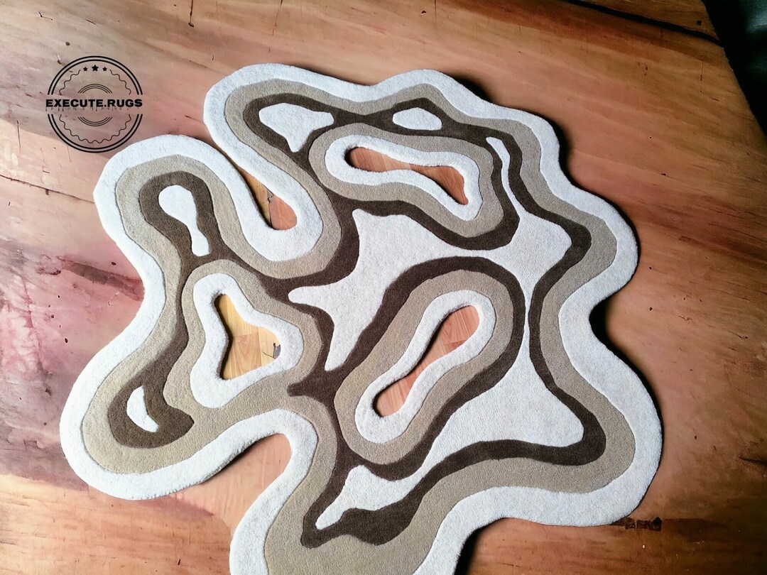 Irregular Amoeba Shape Hand Tufted Rug Modern Woolen Handmade Aesthetic ...