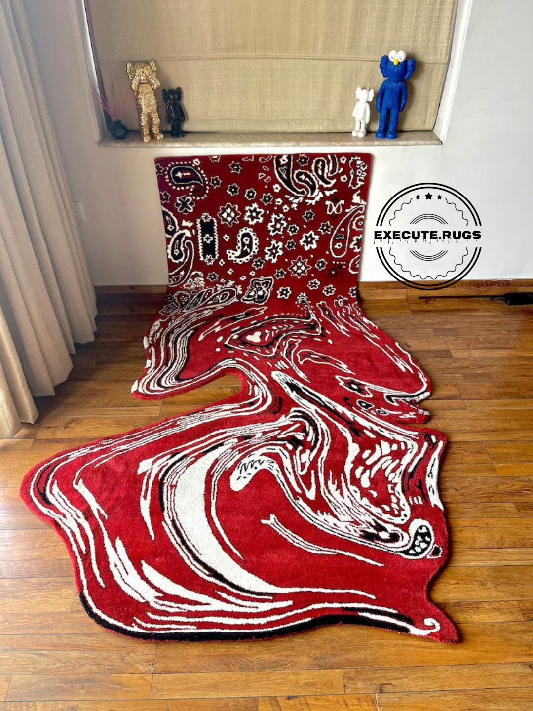 Persian Melting Rug Irregular Shape Runner 100% Wool Hand Tufted Area ...