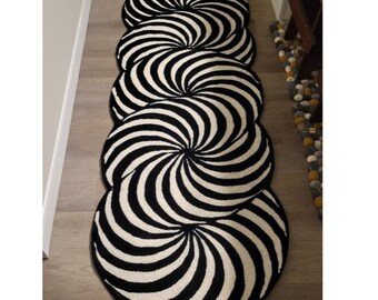 Squiggle Multicolored Illusion Stripes & Irregular Shape Melting Rug ...