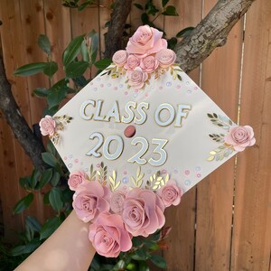 Graduation Cap Pink Floral Designgraduating Class of 2023 Graduating ...