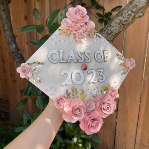 Graduation Cap Pink Floral Designgraduating Class of 2023 Graduating ...