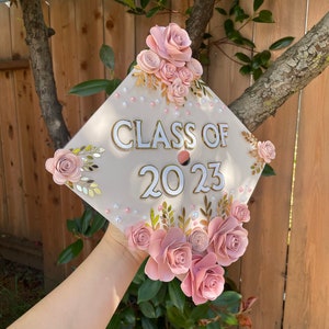 Graduation Cap Pink Floral Designgraduating Class of 2023 Graduating ...