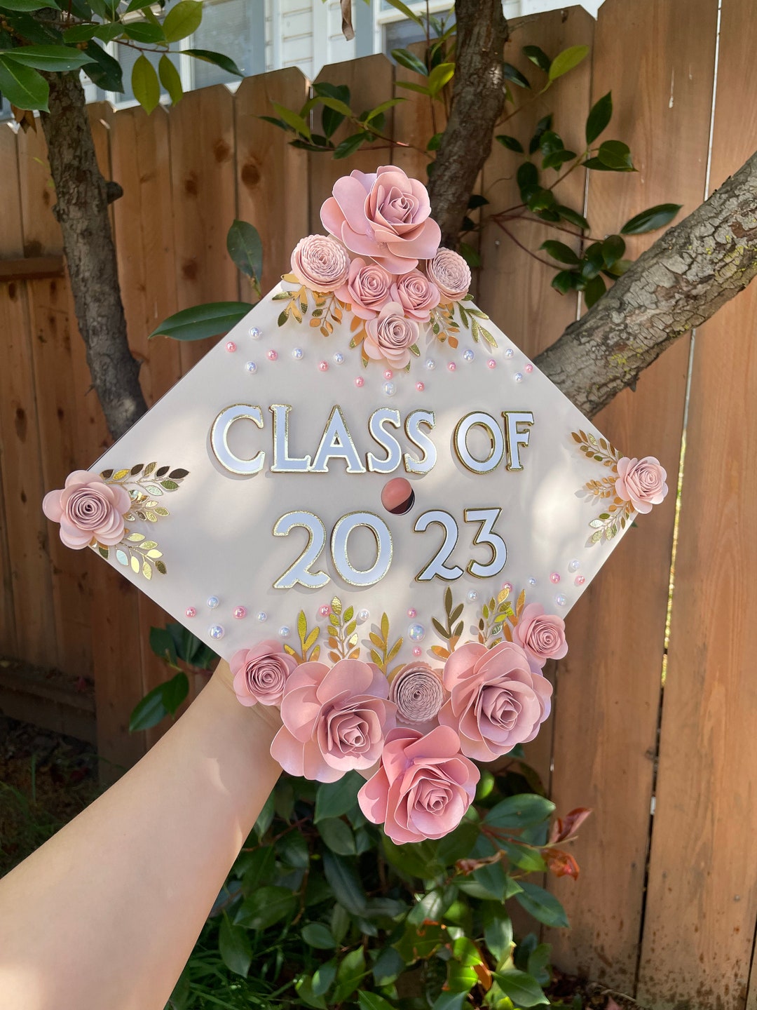 Graduation Cap Pink Floral Designgraduating Class of 2023 Graduating ...