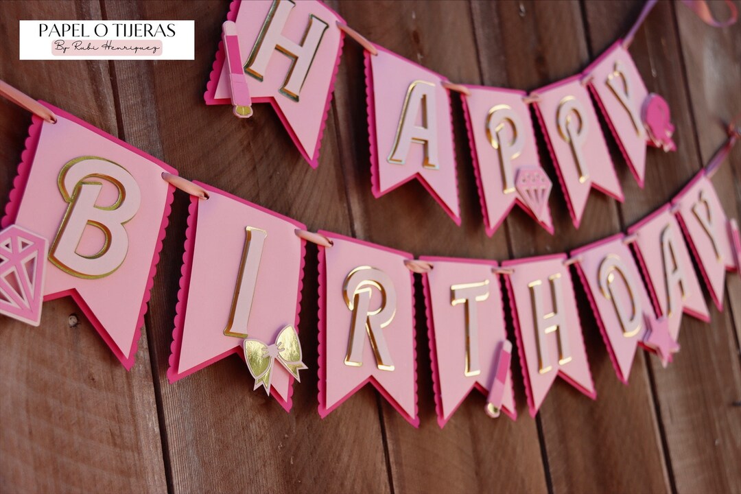 BARBIE BIRTHDAY BANNER Girly Birthday Party Pink Birthday - Etsy