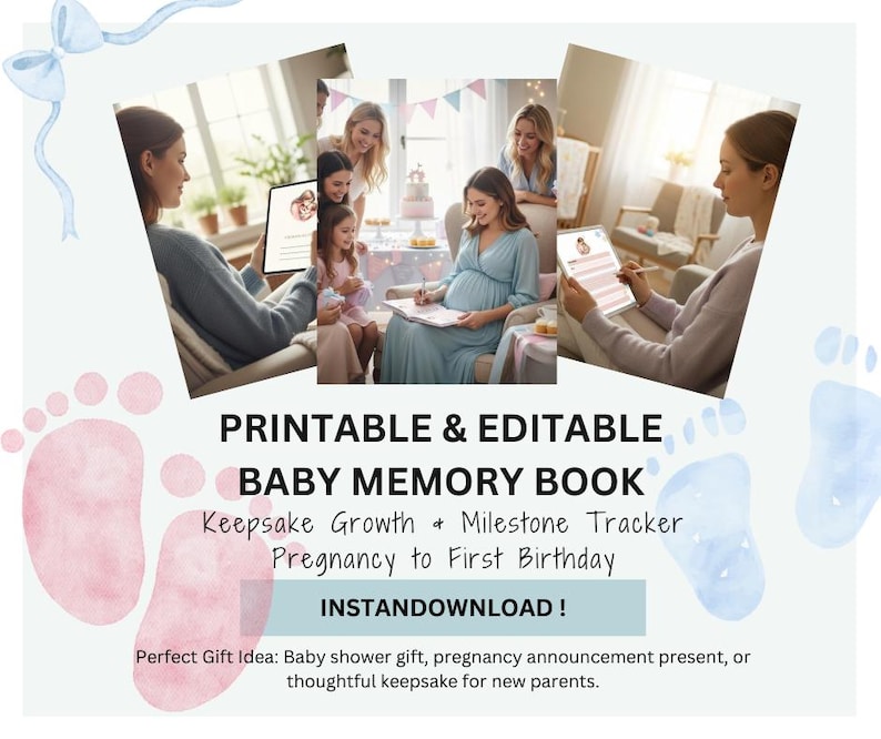 Editable Baby Memory Book | First Year Milestone Journa L First Year ...