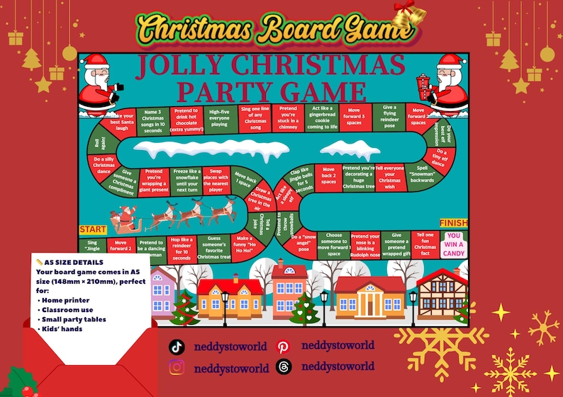 Funny Printable Christmas Board Game | Holiday Party Activity (A5 Size ...