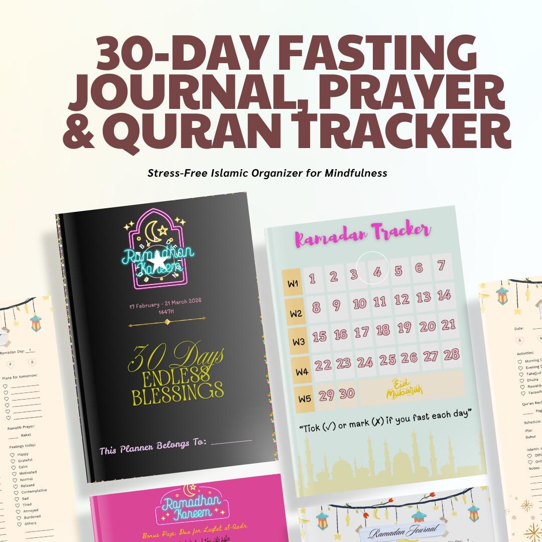 Ramadan Planner 2026 Printable | 30 Days Fasting Journal & Tracker ...