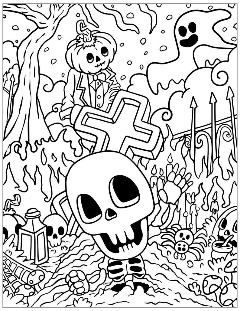 Halloween Doodle Coloring Pages: 41 Fun Activity Sheets (digital ...