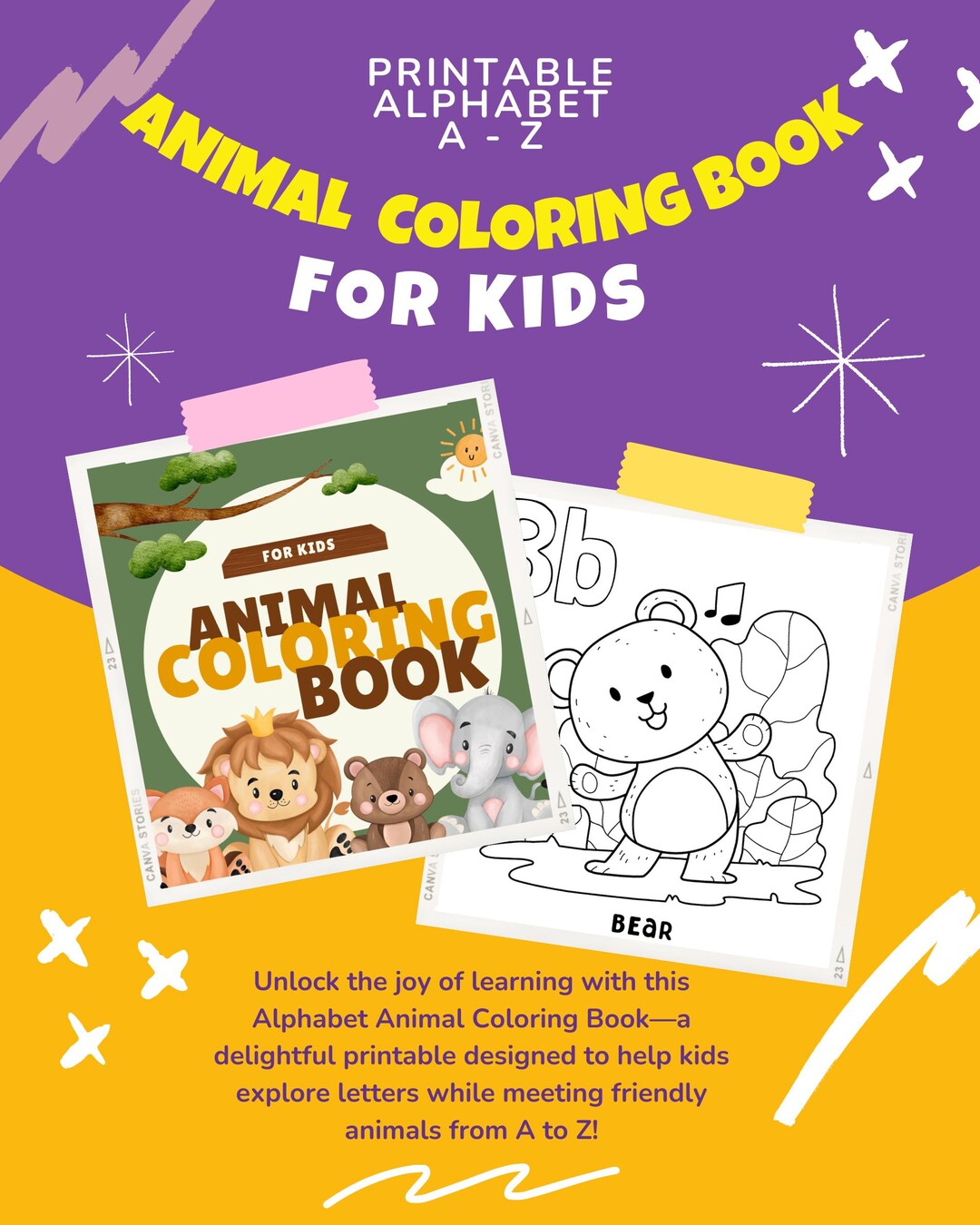 Printable Alphabet A–Z Animal Coloring Book for Kids | Fun ...