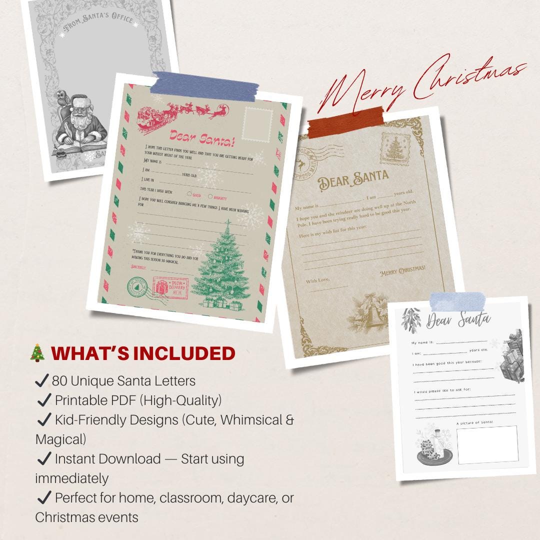 80 Unique Santa Letter Bundle | Printable Christmas Letters (instant ...