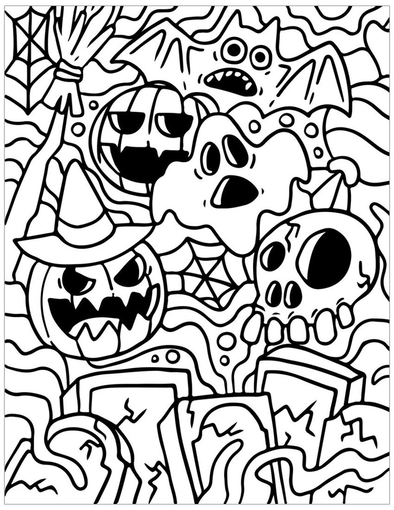 Halloween Doodle Coloring Pages: 41 Fun Activity Sheets (digital ...