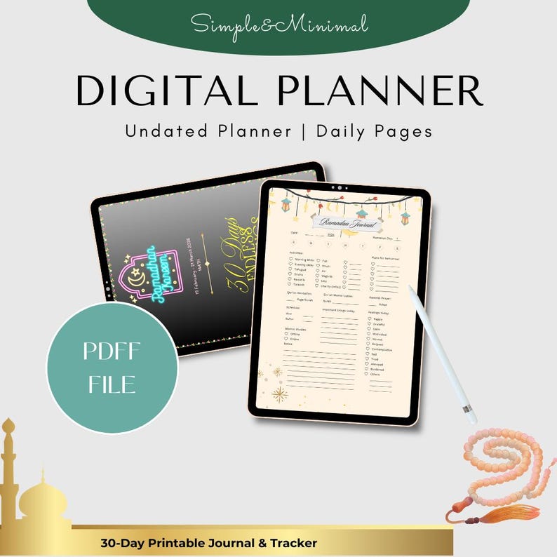 Ramadan Planner 2026 Printable | 30 Days Fasting Journal & Tracker ...