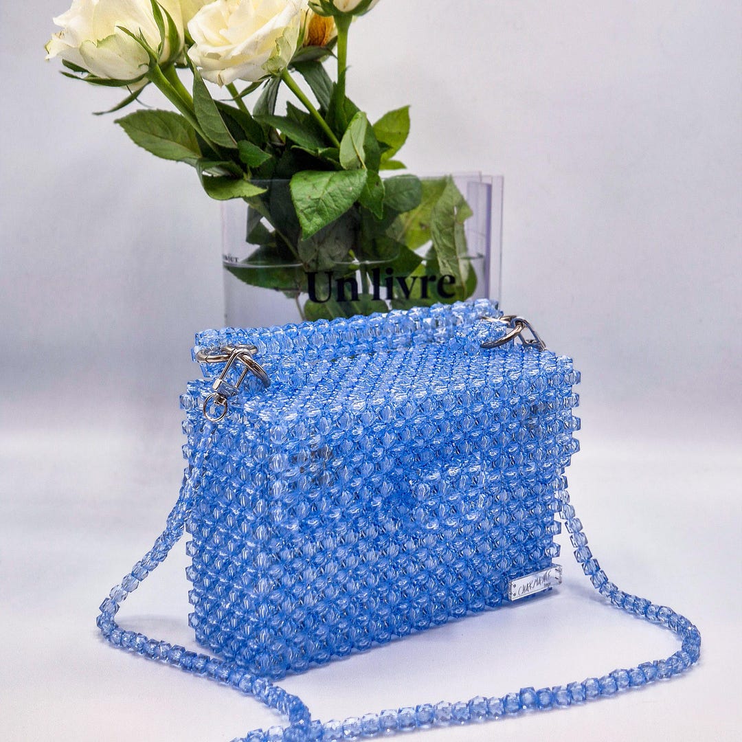Bead Bag, Beaded Bag,shine Bag, Fashion Bag, Women's Bag, Handmade Bag, Blue Bag, Acrylic Bag ...