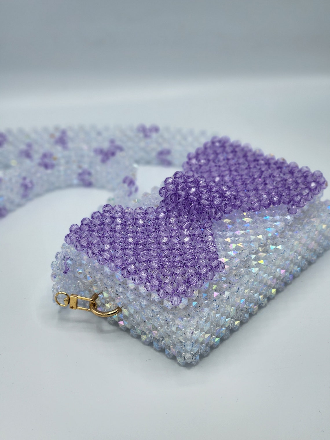 A Bag With a Beads Bow, Bead Bag, Beaded Bag,shine Bag, Fashion Bag ...