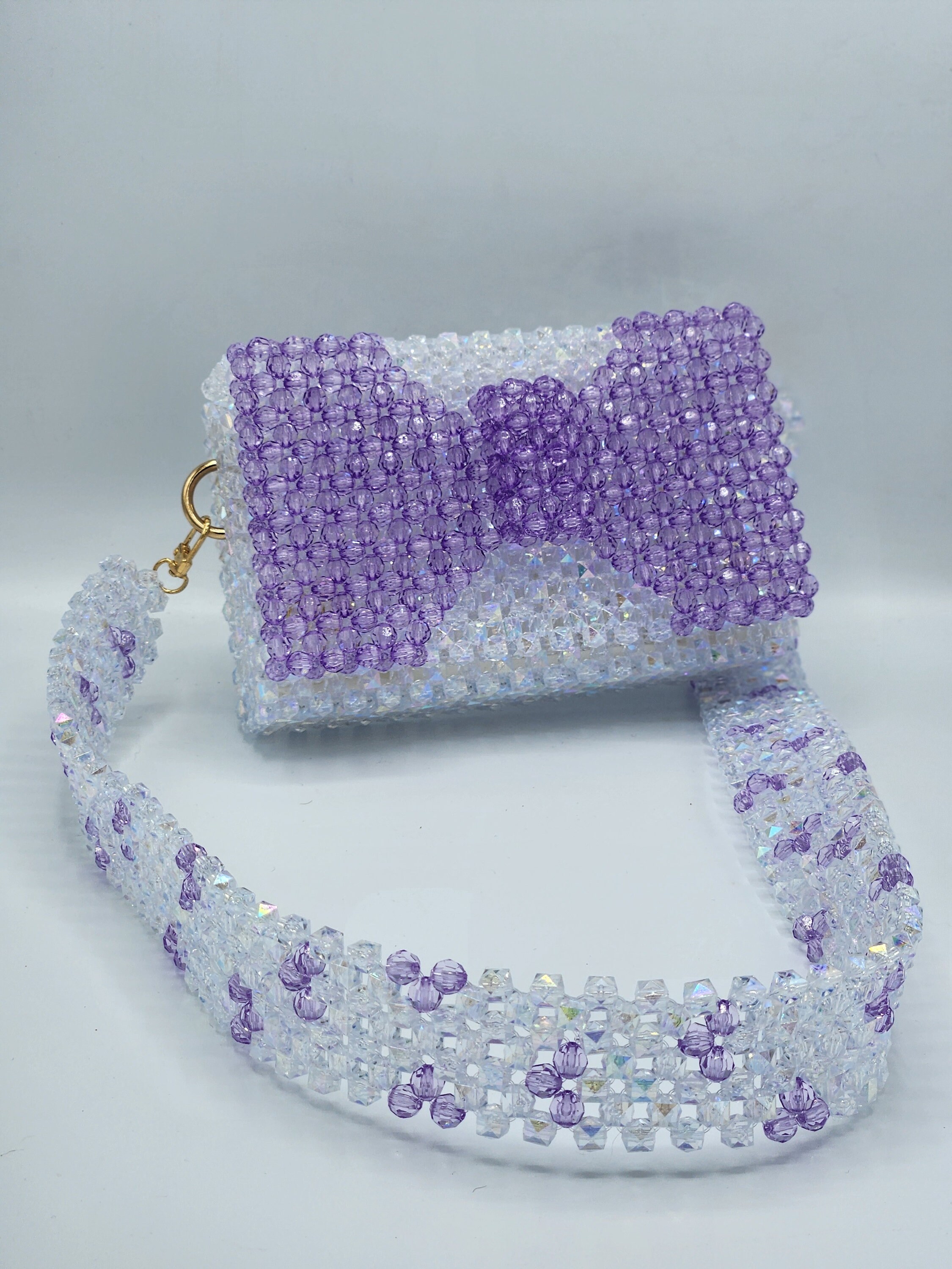 A Bag With a Beads Bow, Bead Bag, Beaded Bag,shine Bag, Fashion Bag ...