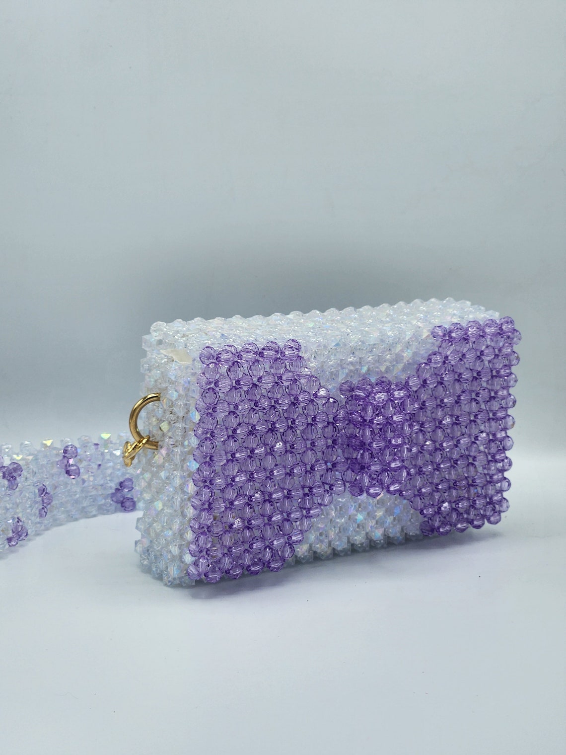 A Bag With a Beads Bow, Bead Bag, Beaded Bag,shine Bag, Fashion Bag ...