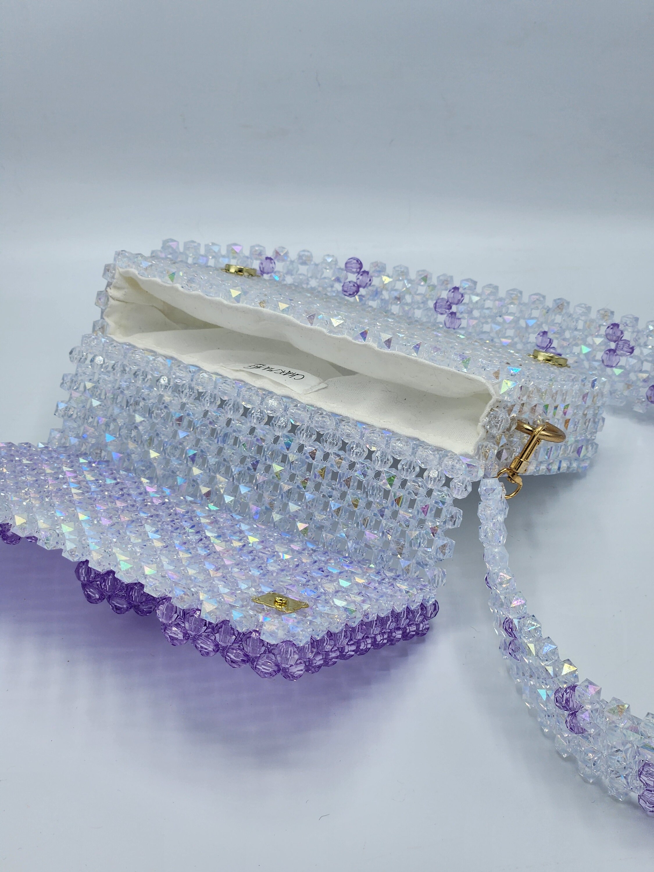 A Bag With a Beads Bow, Bead Bag, Beaded Bag,shine Bag, Fashion Bag ...