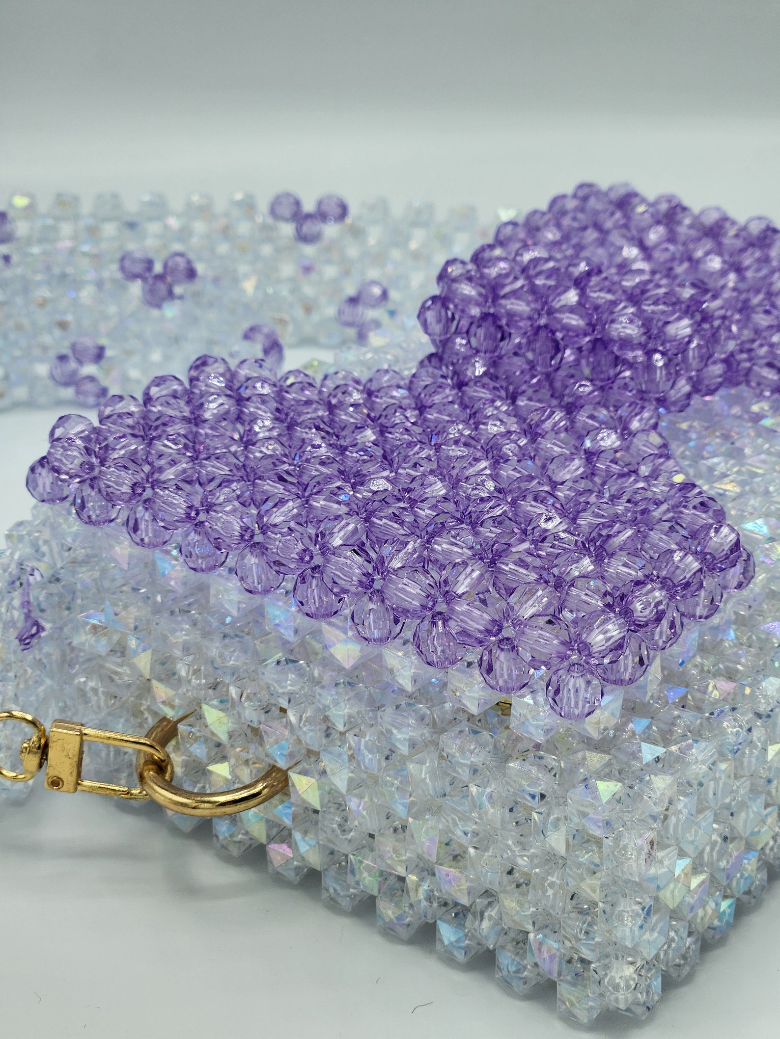 A Bag With a Beads Bow, Bead Bag, Beaded Bag,shine Bag, Fashion Bag ...