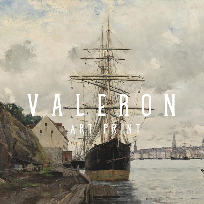 Muted Nautical Ship Art Printable Oil Painting | Vintage Sailboat ...