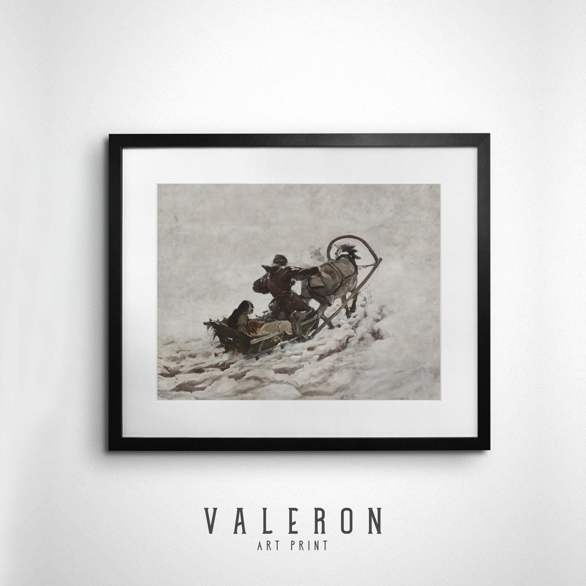 Printable Winter Hunting Art | Vintage Wildlife Painting | Historical ...