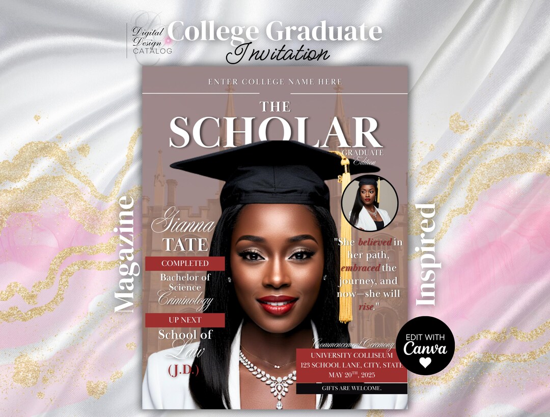 Personalized College Graduate Magazine Cover Graduation Announcement ...