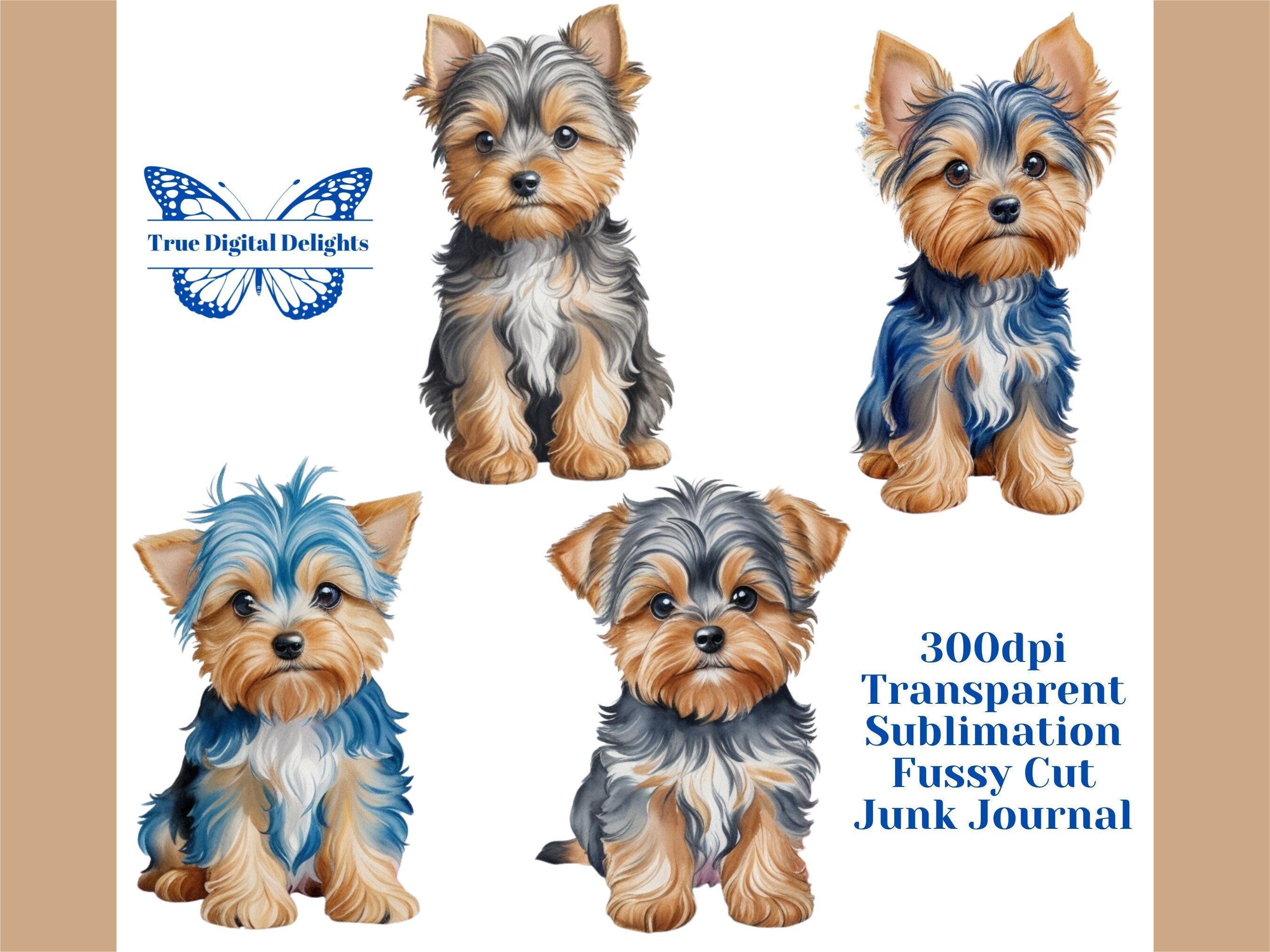 Cute Watercolor Yorkie Puppies Clipart. Yorkshire Terrier Printable PNG ...