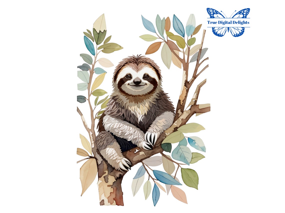 Cute Sloth PNG Clipart. Coffee Lover Sloth, Sloth in Hammock, Sloth in ...