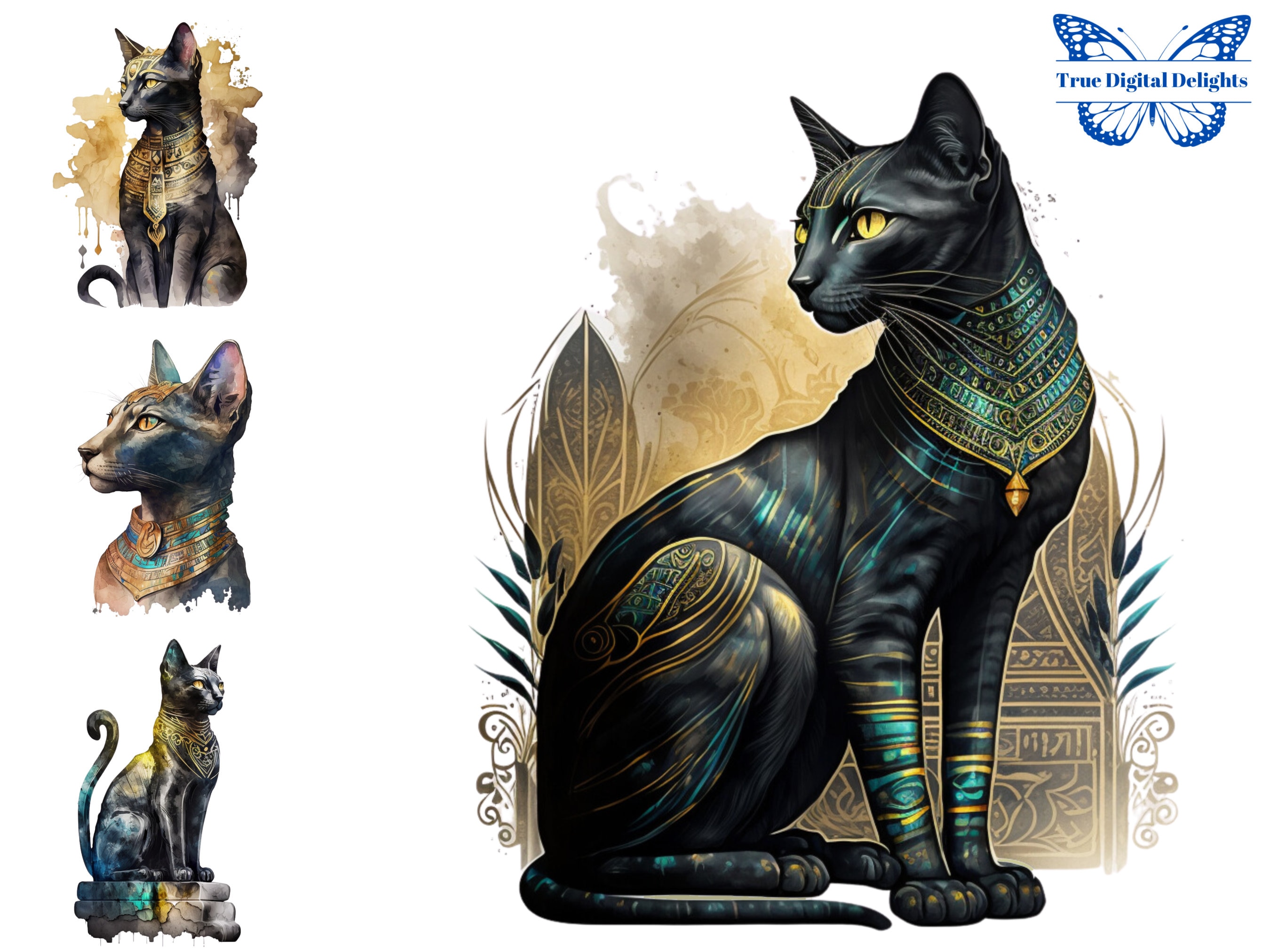 10 Watercolor Egyptian Bastet Clip Art Bundle, Bast Clipart. Ancient ...