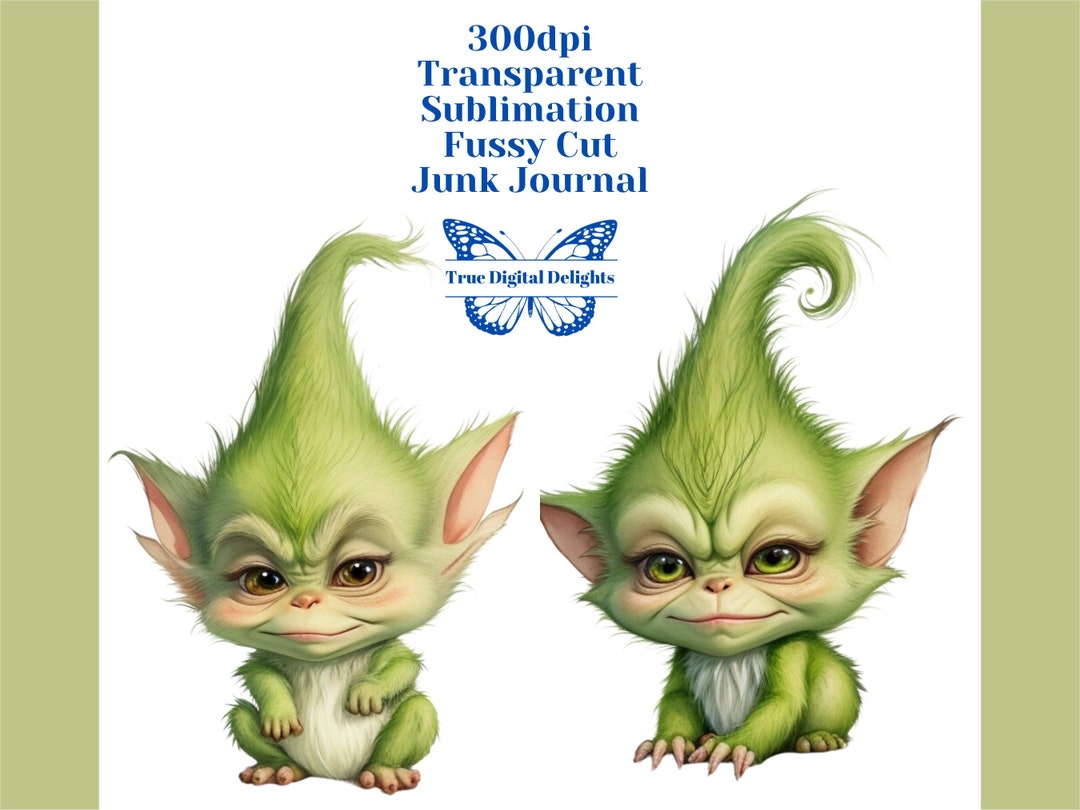Cute Watercolor Gremlins, Printable PNG Clipart. Green Baby Grinch ...