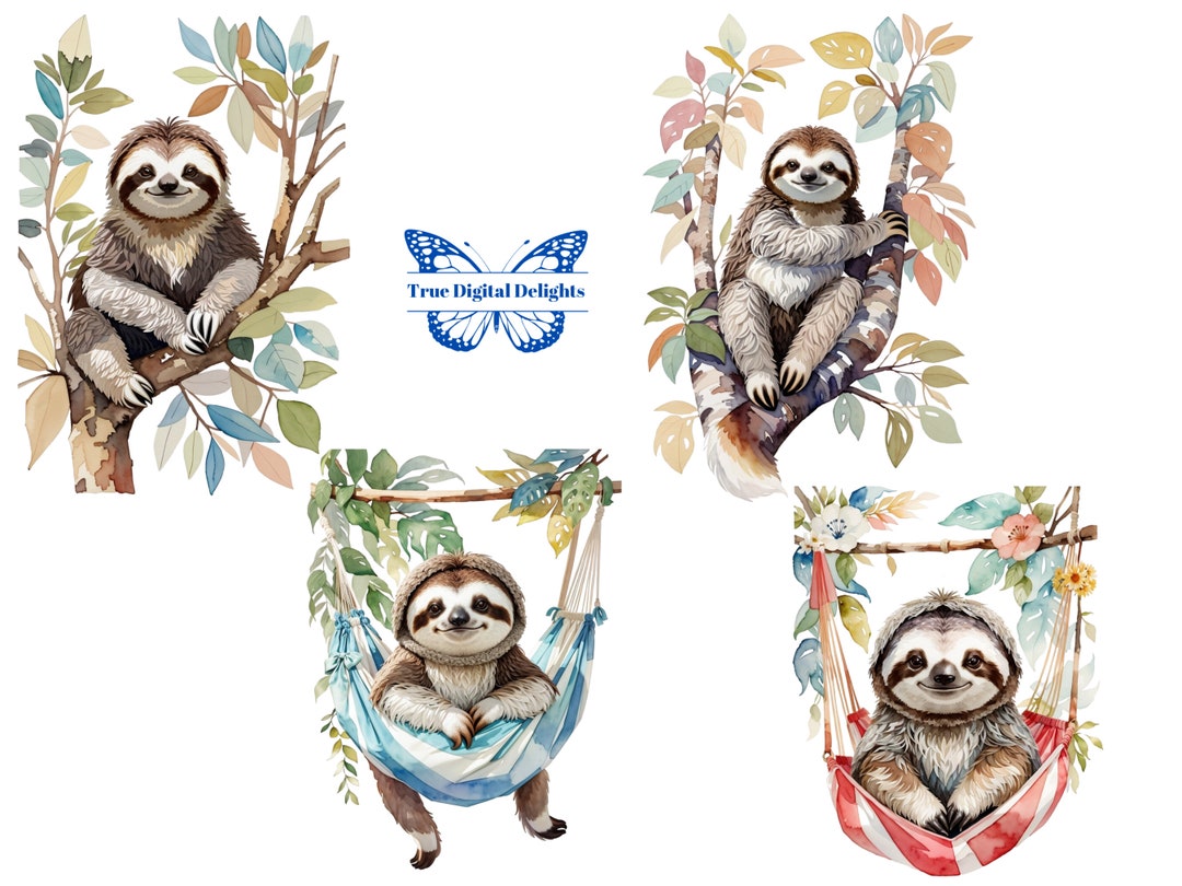 Sloth Clipart Cute Sloth Clipart Sloth Clip Art Printable Etsy | My XXX ...
