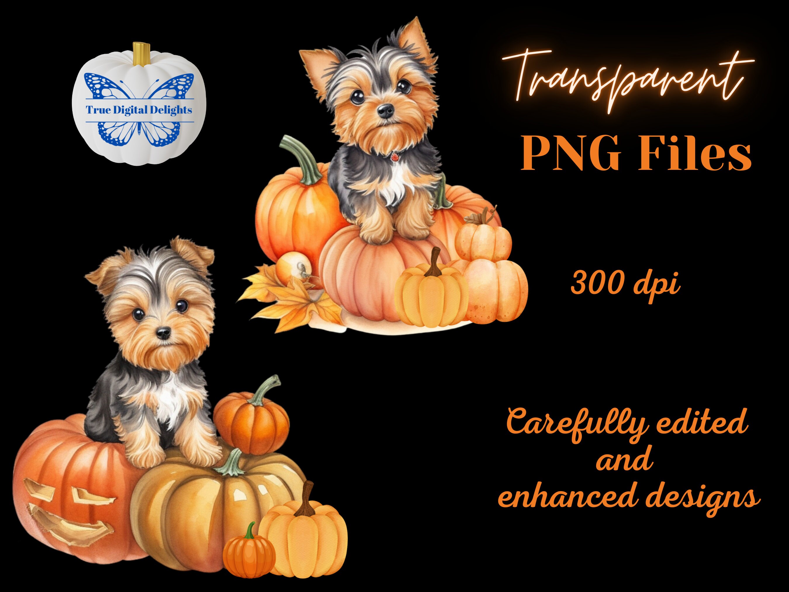Cute Halloween Puppies & Pumpkin Clipart. Puppy and Jack-o-lantern PNG ...