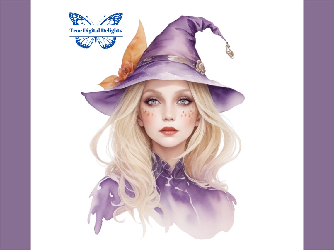 Purple Sexy Blonde Halloween Witch PNG. Freckled Tattooed - Etsy