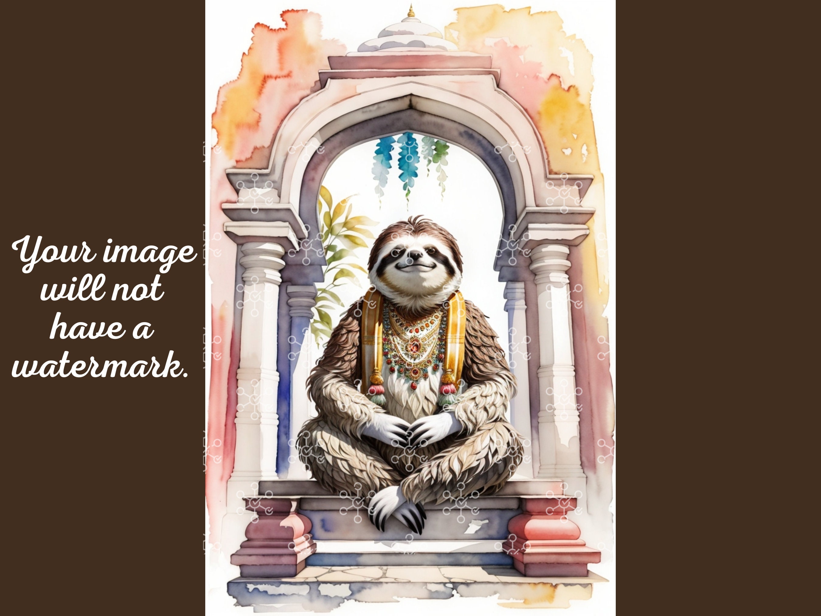 Sloths Printable PNG Clipart. Indian Temple, Mosque Exotic Yogi Sloth Lover Images for ...