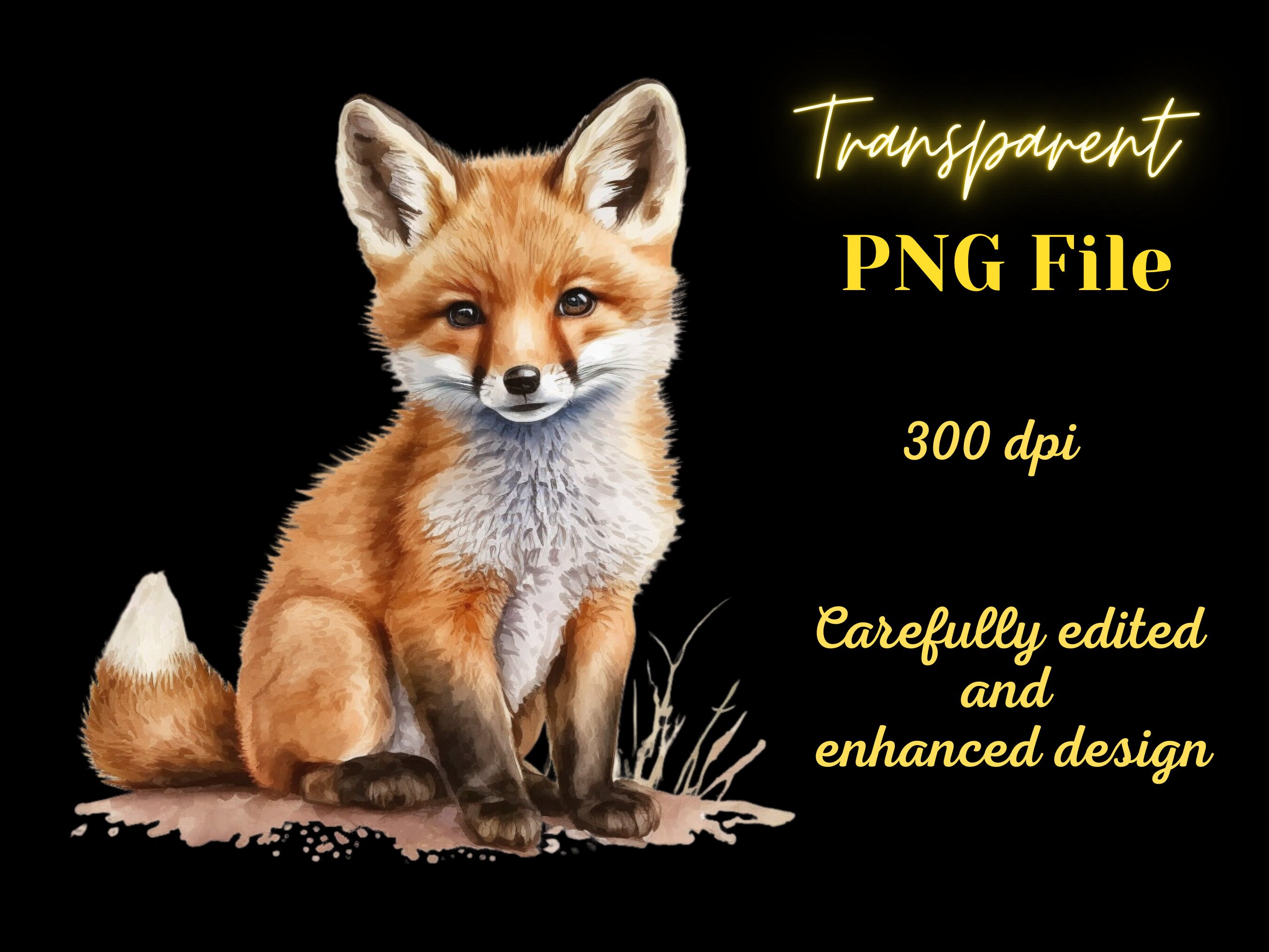 Cute Watercolor Baby Foxes Pngs. Baby Shower/nursery Decor. Woodland ...