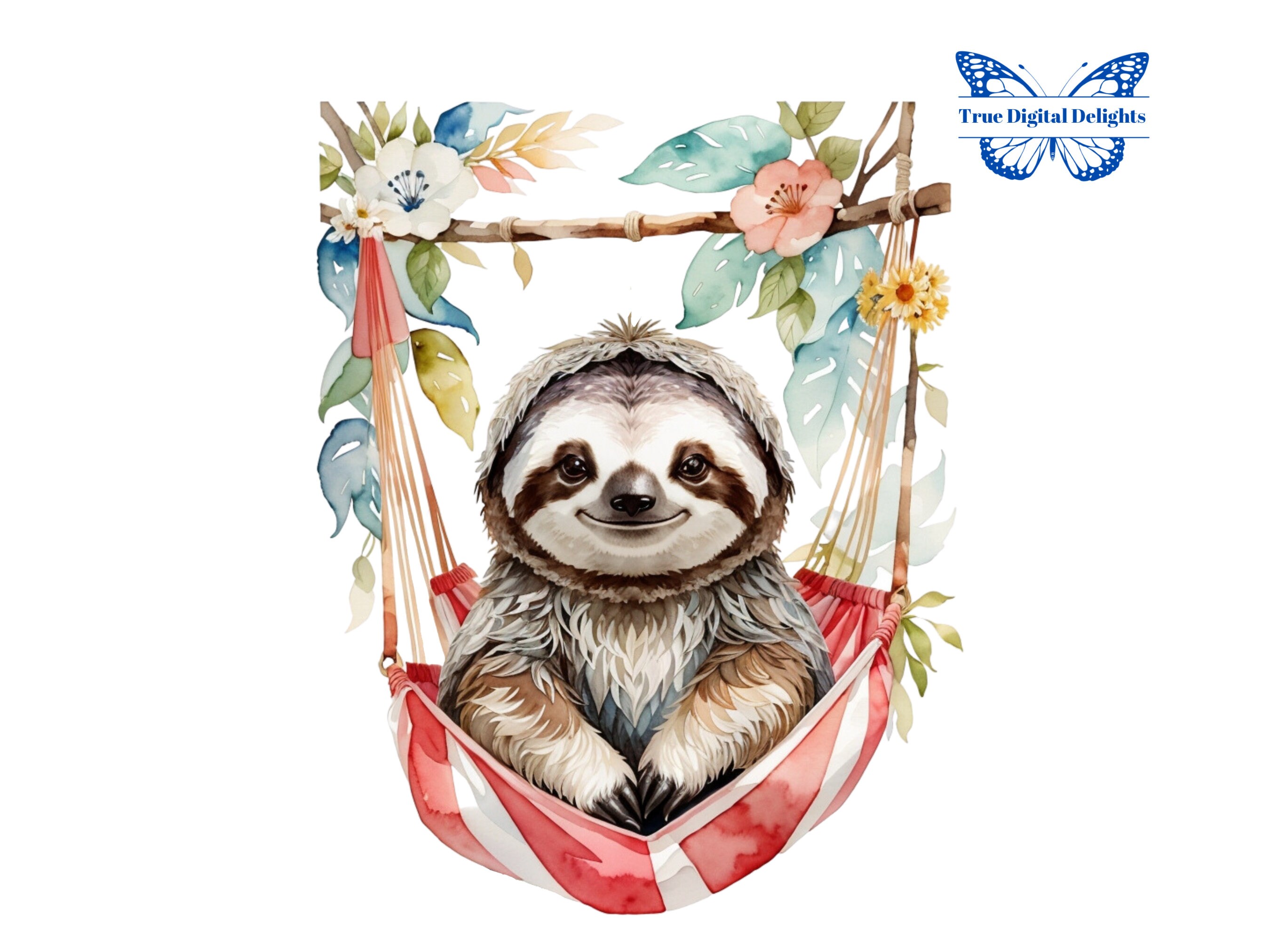 Cute Sloth PNG Clipart. Coffee Lover Sloth, Sloth in Hammock, Sloth in ...