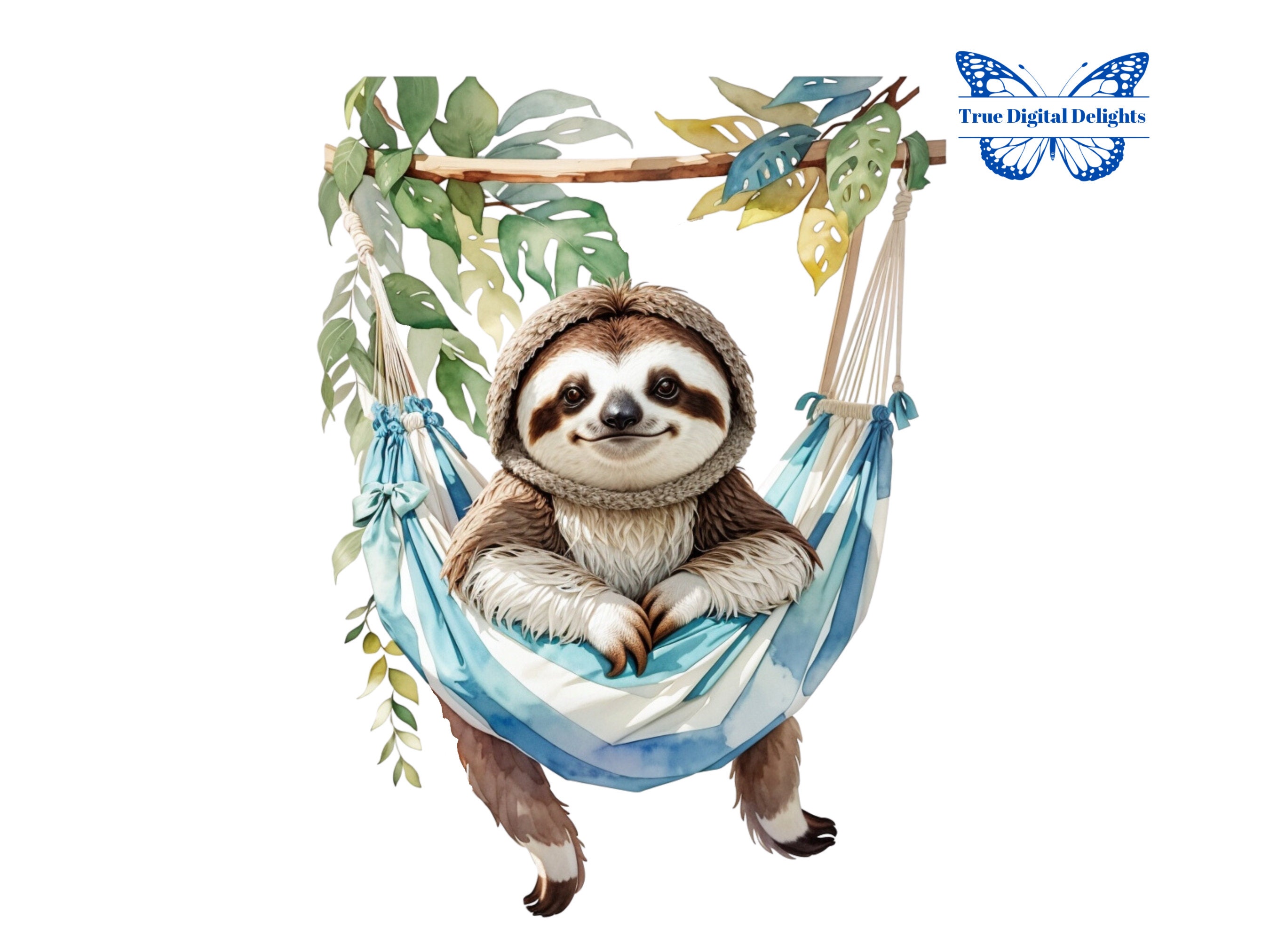 Cute Sloth PNG Clipart. Coffee Lover Sloth, Sloth in Hammock, Sloth in ...