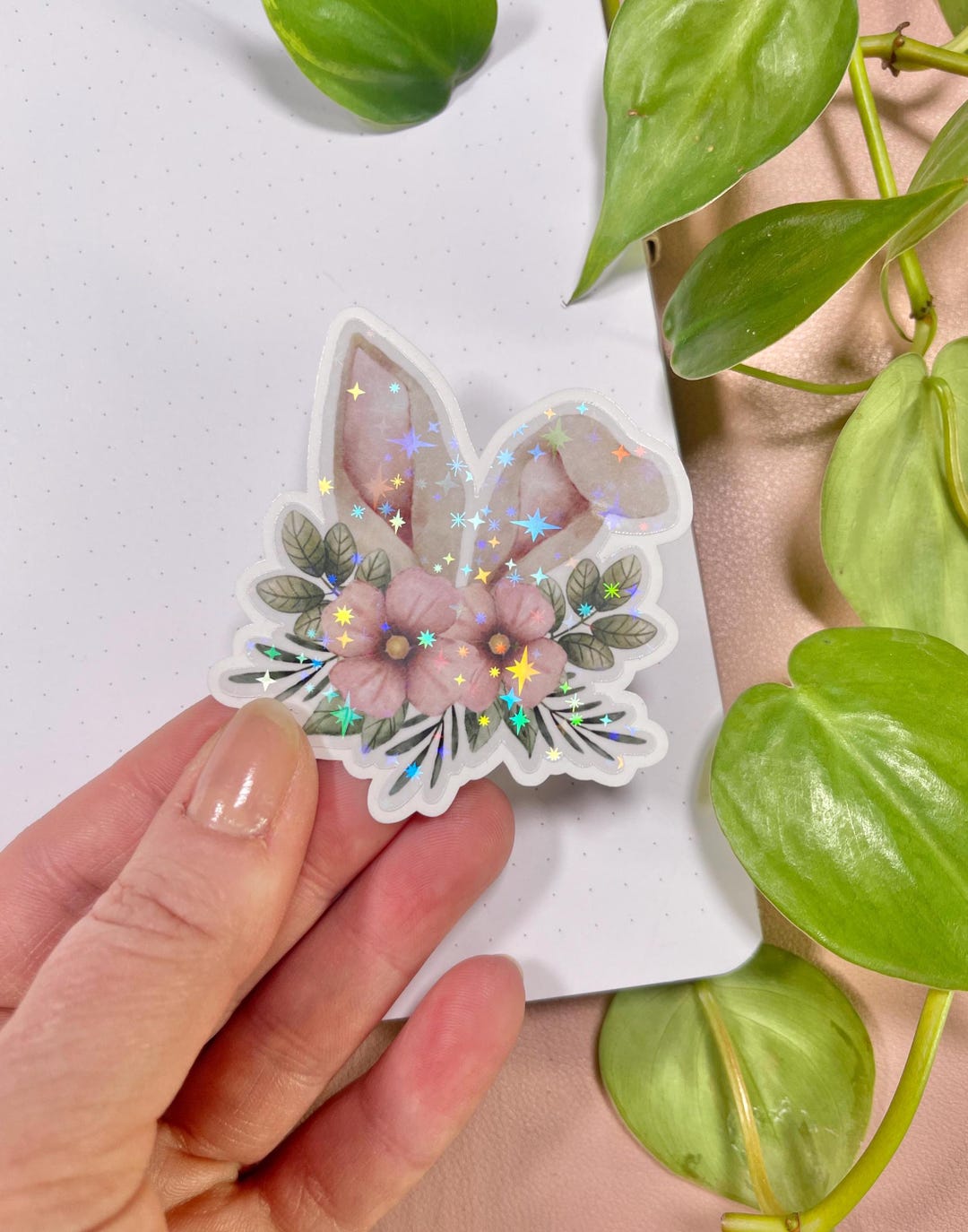 Glitter Sticker Bunny Ears Spring, Easter, Easter Bunny, Vintage Design ...