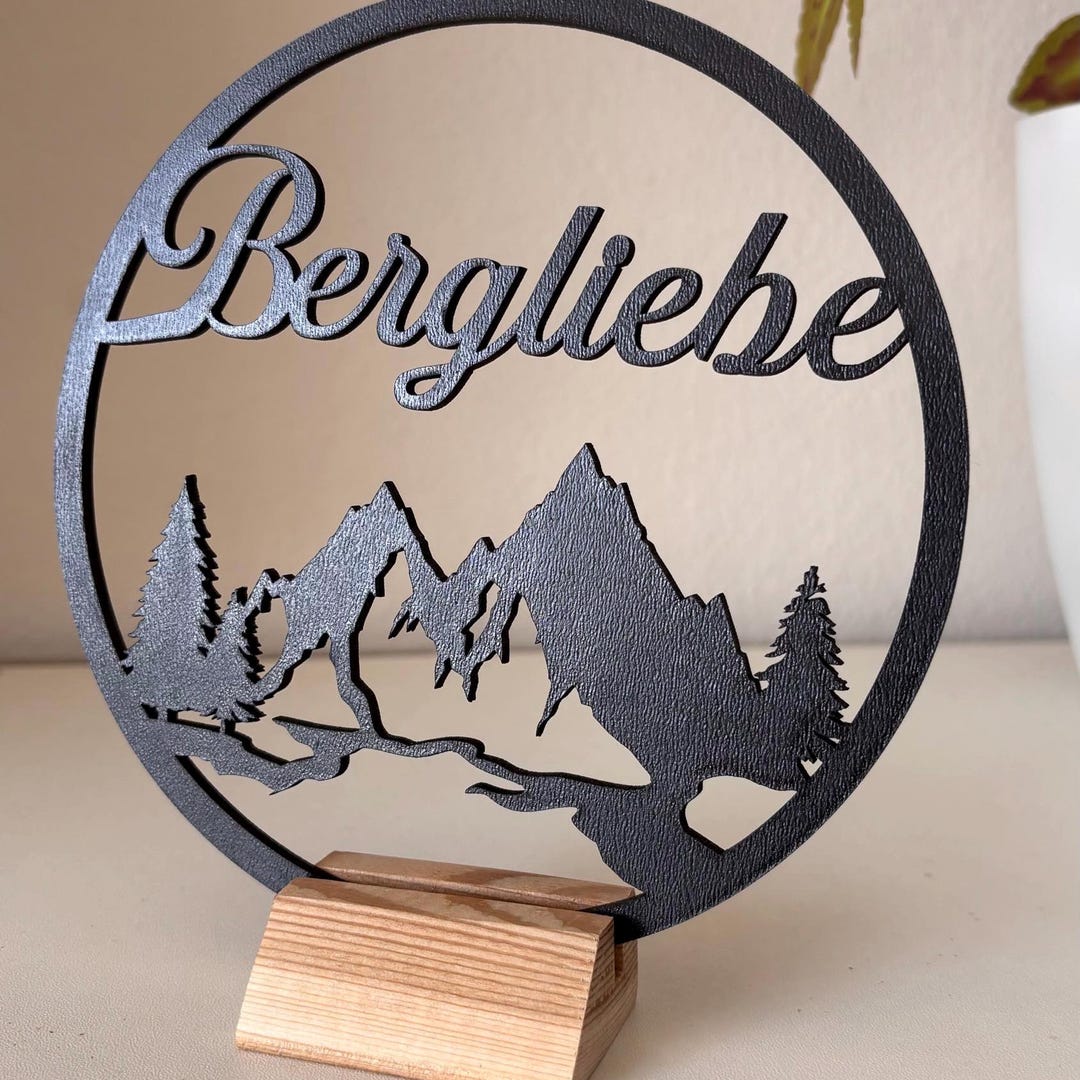 Bergliebe Aufsteller oder Kranz aus Holz Natur oder Schwarz - Vers. Größen für Wohnzimmer ...